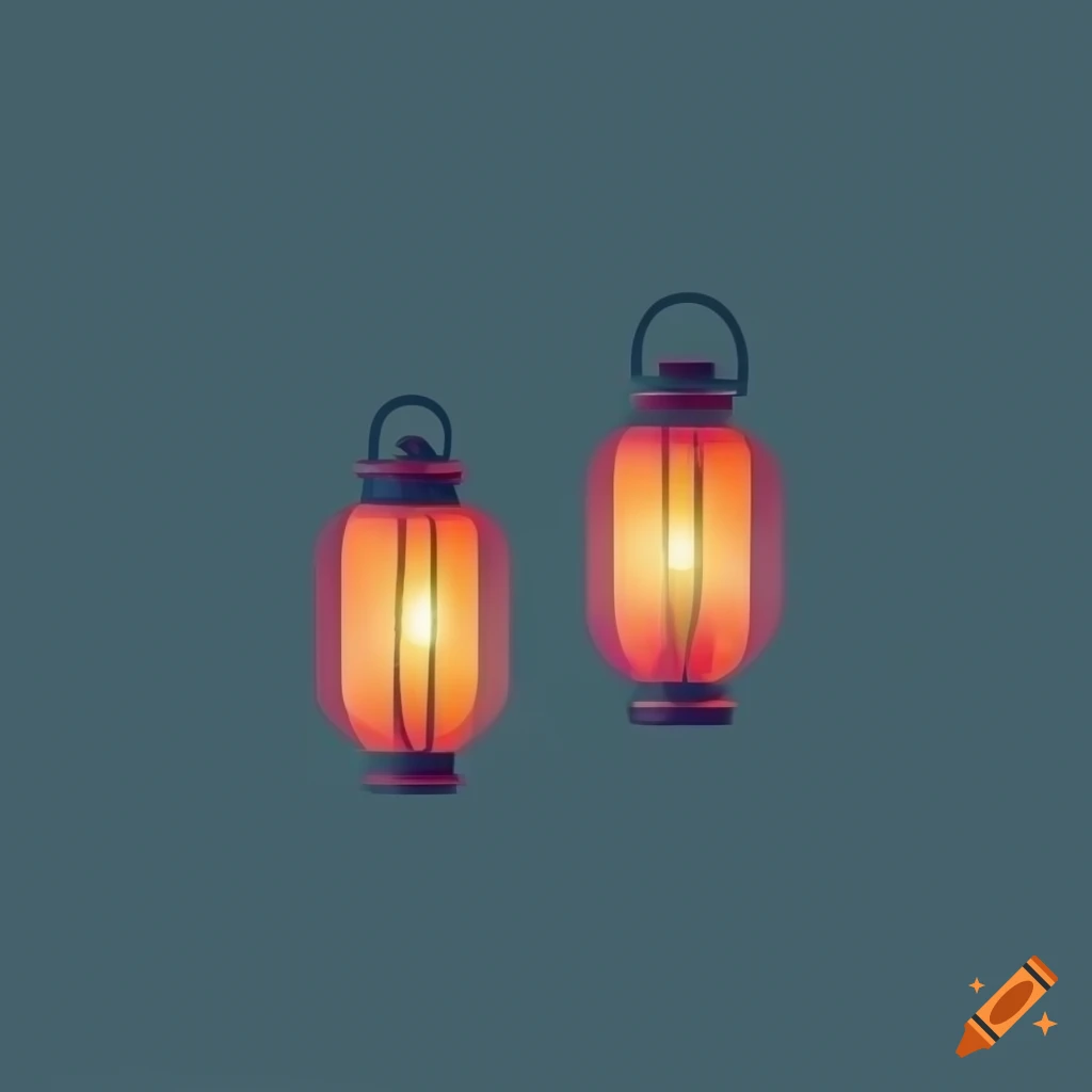 Minimalistic icon of two lanterns on Craiyon