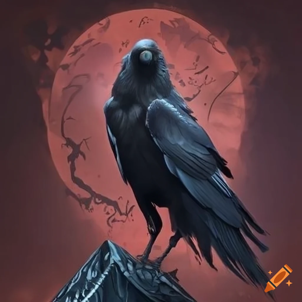 Raven with dice eyes on Craiyon