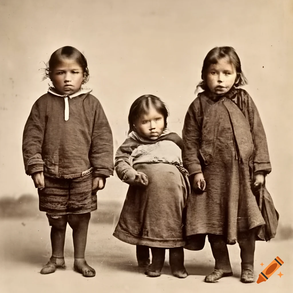 Photo of wolf children from 1886 on Craiyon