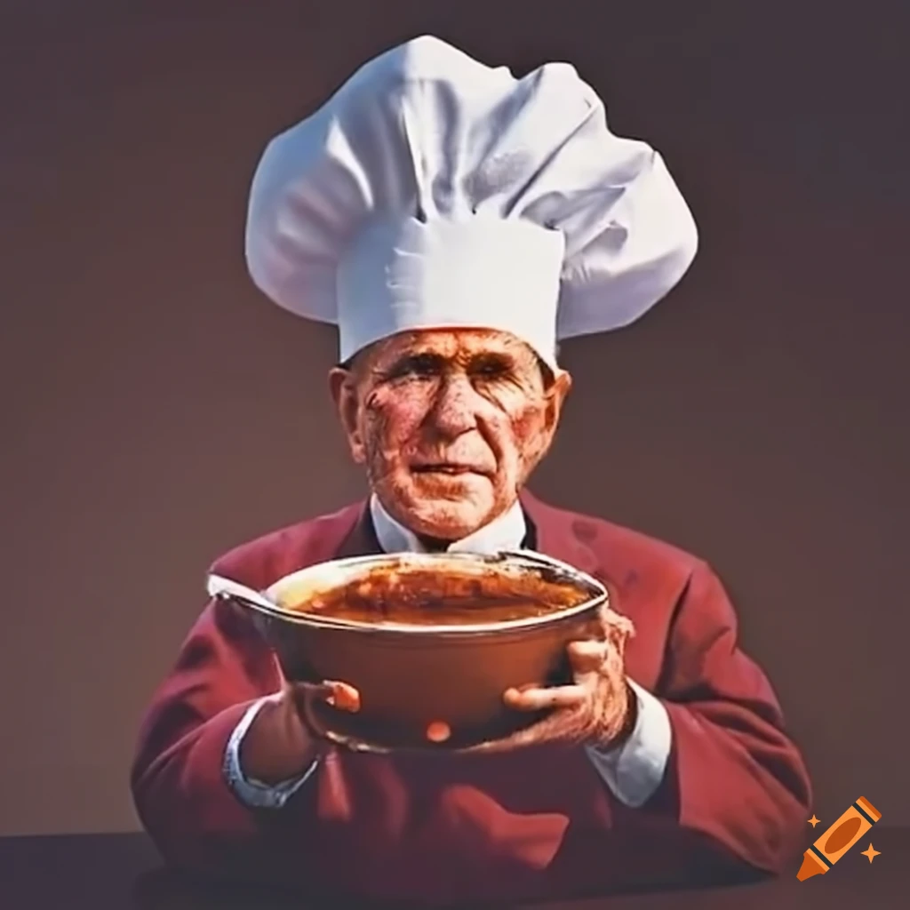 George Bush making baked beans in a chef's hat on Craiyon