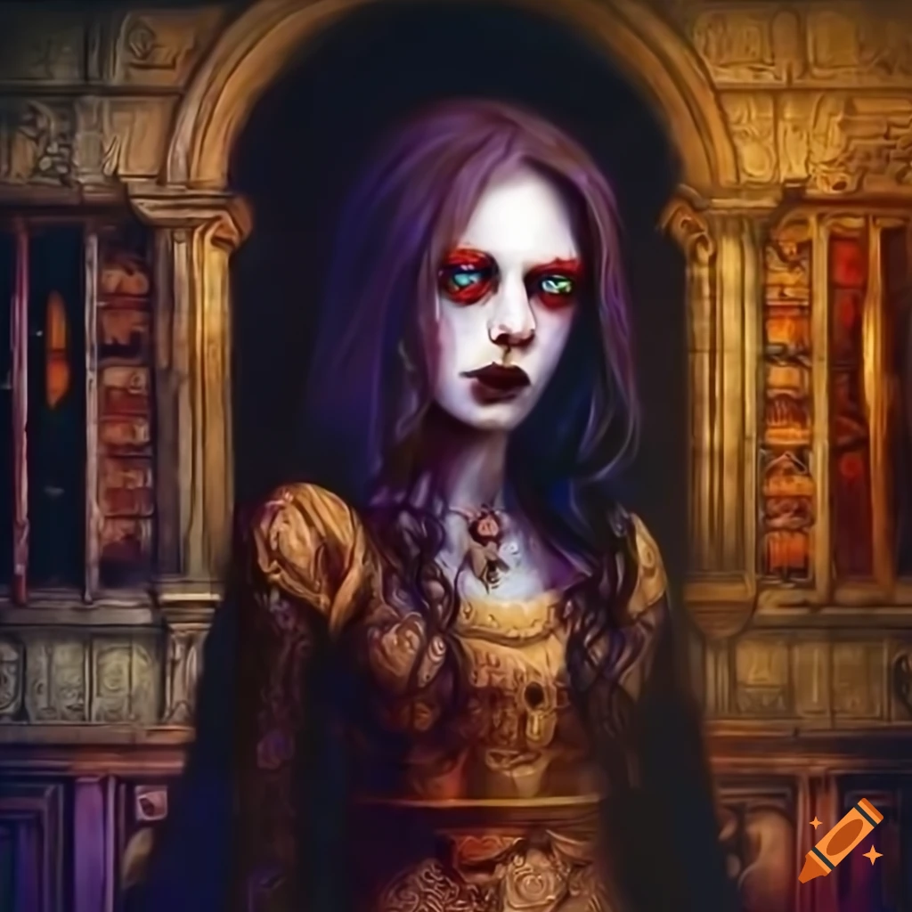 Ava rose dark necromancer in a medieval gothic fantasy setting on Craiyon