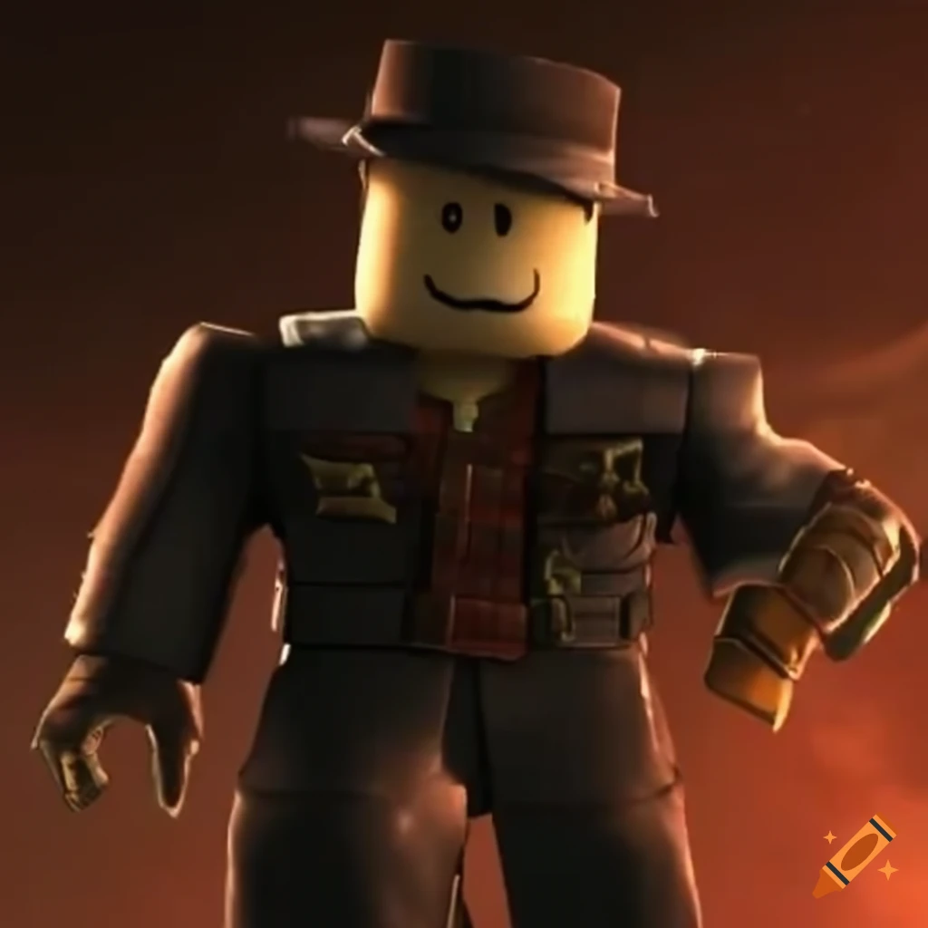 Roblox image with a Hunk from Resident Evil hiding from zombies on Craiyon