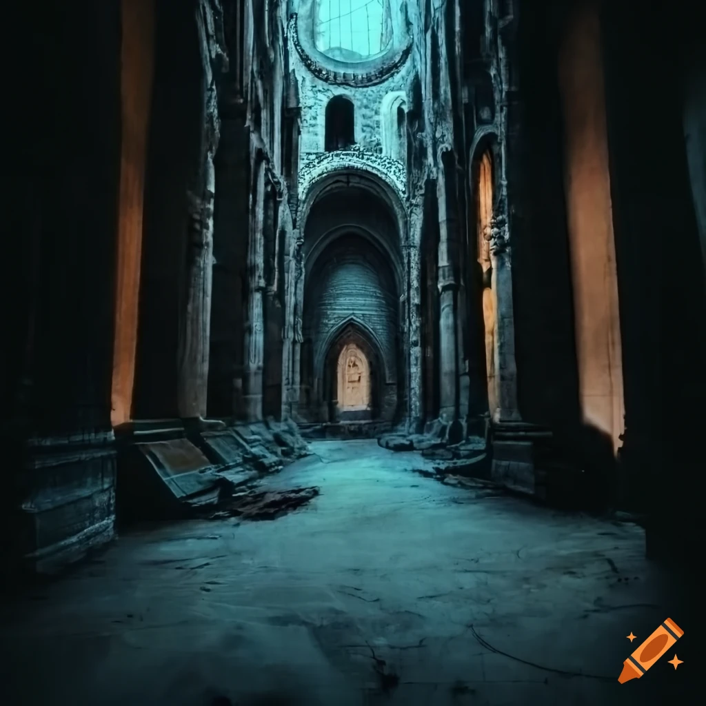 Interior of Babel tower with a dark and dirty atmosphere on Craiyon