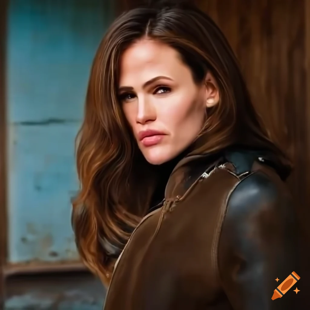 Actress resembling jennifer garner at age 20 in sheepskin bomber jacket ...