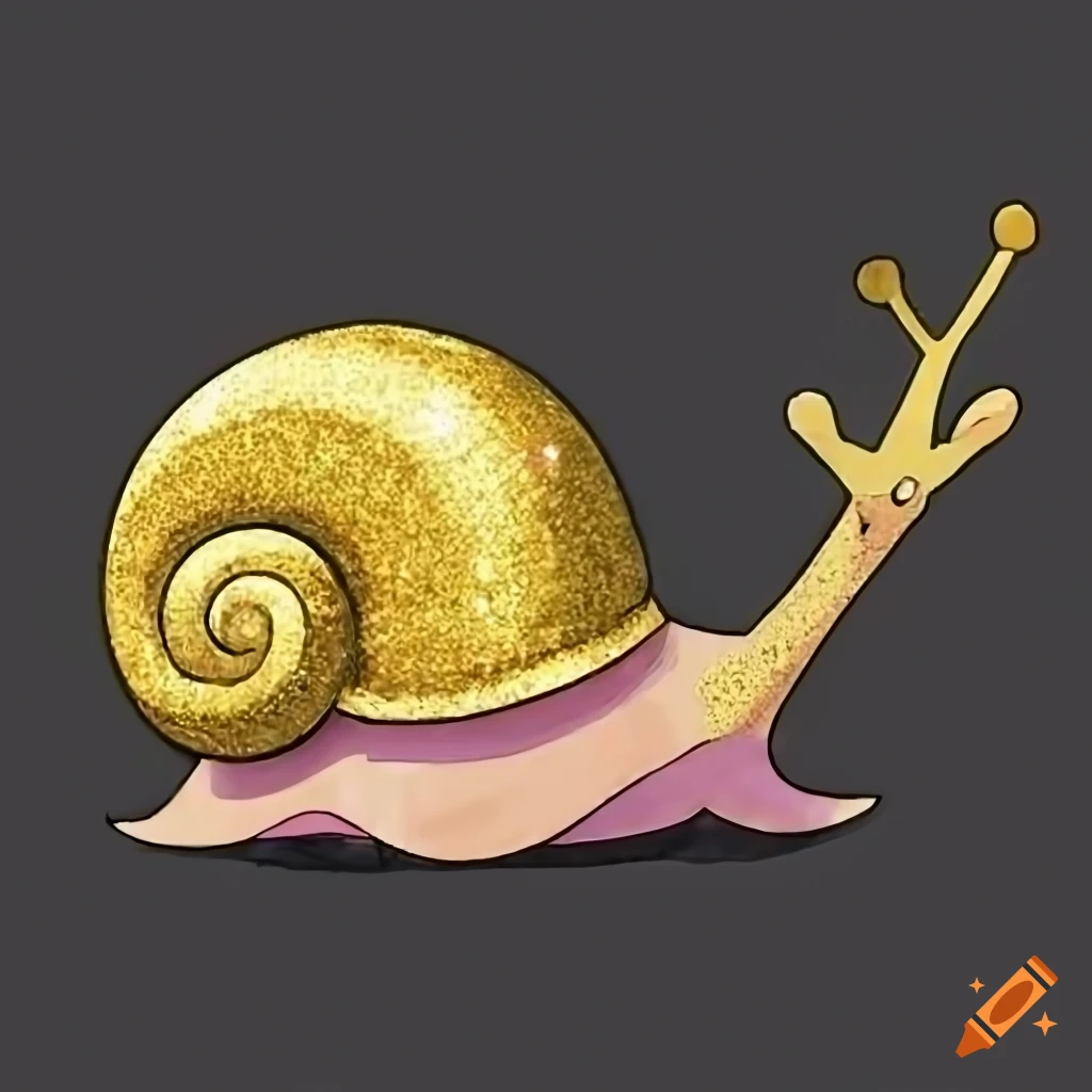 Glittery golden snail pokémon on Craiyon
