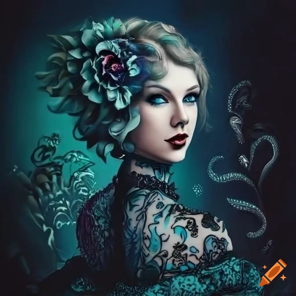 Victorian portrait of Taylor Swift as a gothic bridal effigy with ...