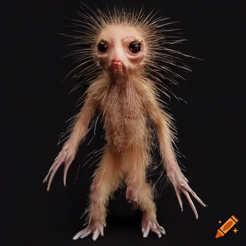 Small furry humanoid porcupine creature standing upright on Craiyon