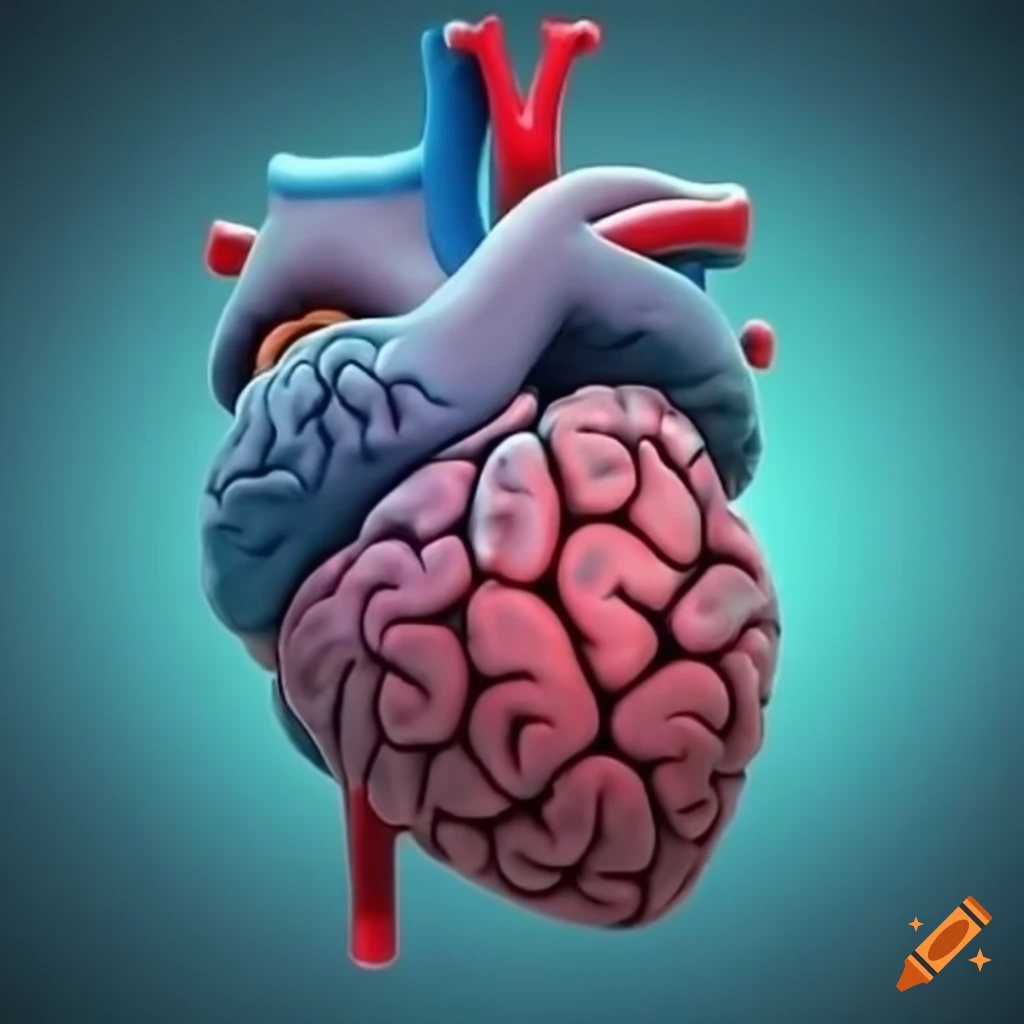 Corazón dentro de un cerebro simbolizando la complejidad y conexión del ...