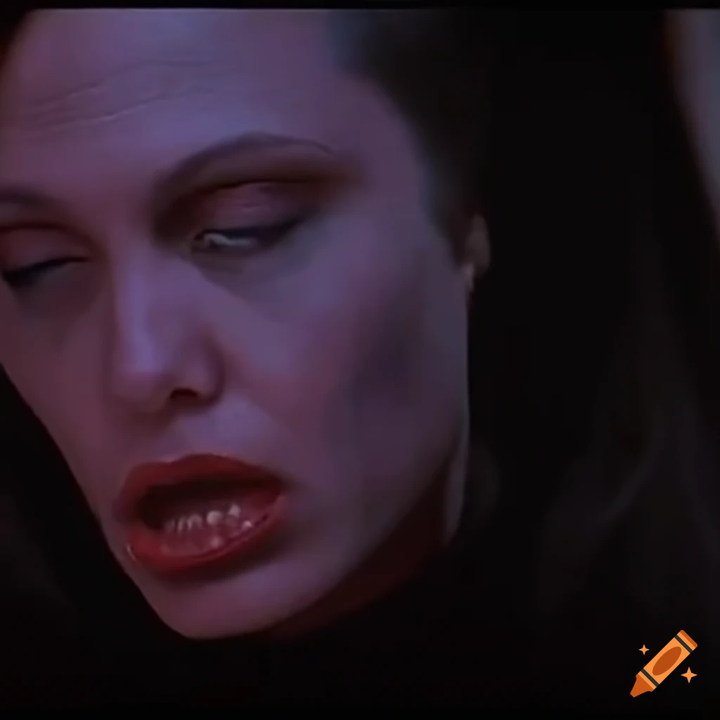 Expressive closeup of a dizzied and disheveled Angelina Jolie in a ...