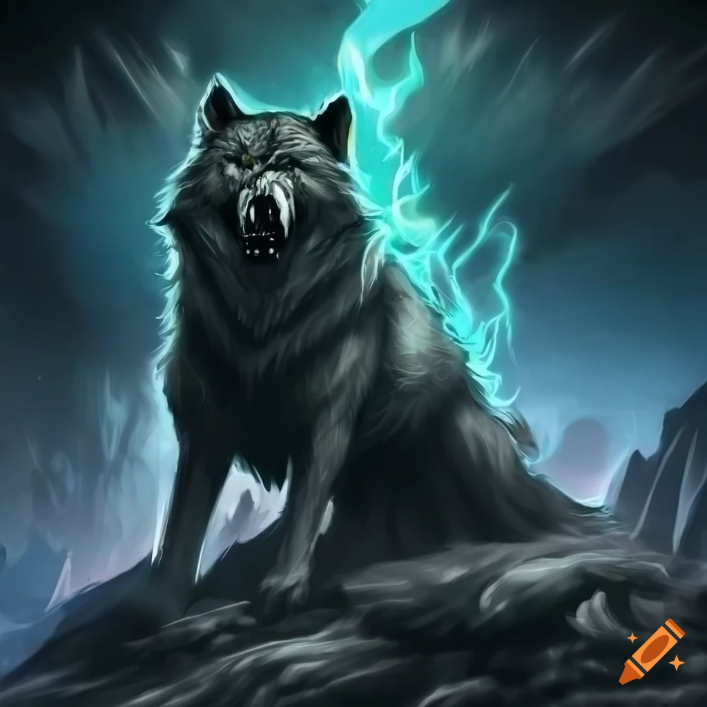 Mitologia grega, Tartarus landscape with a winged wolf in hell on Craiyon