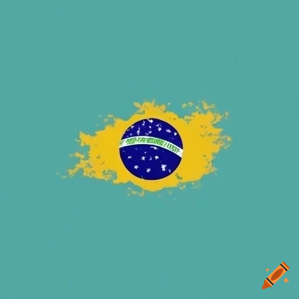 Brazilian flag earth minimalist logo in pastel colors with retro ...