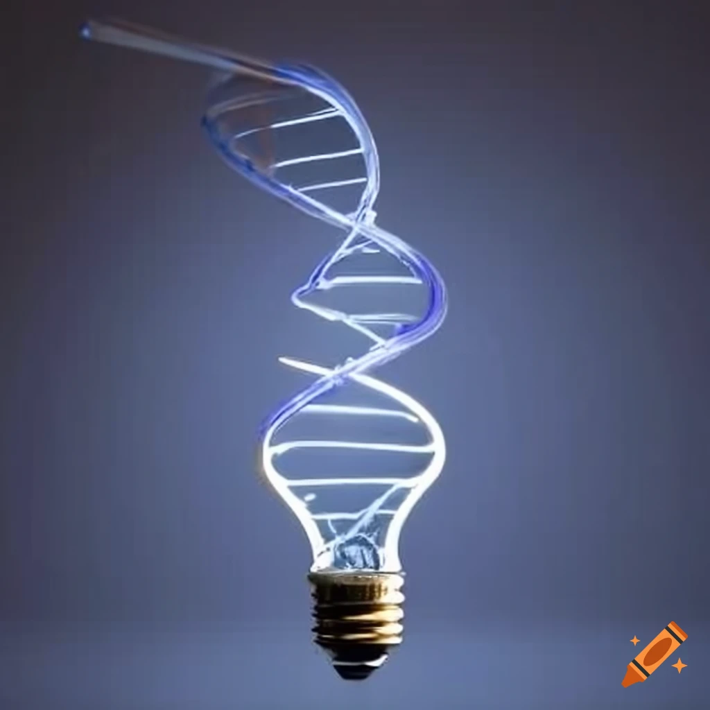 Lightbulb with dna filament on Craiyon