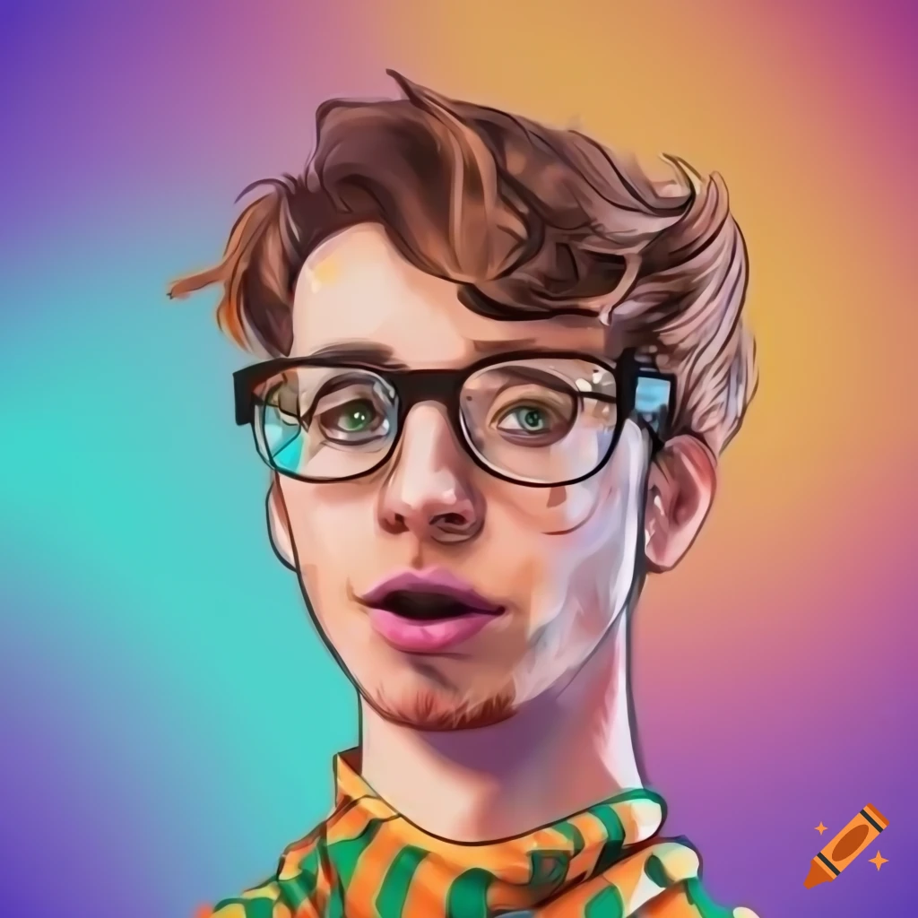 Male Youtuber With Brown Hair And Glasses Holding A Flag And Wearing Funky Socks On Craiyon