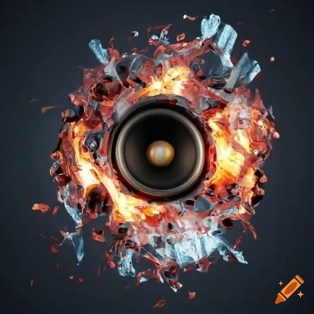 Exploded bass speaker on Craiyon