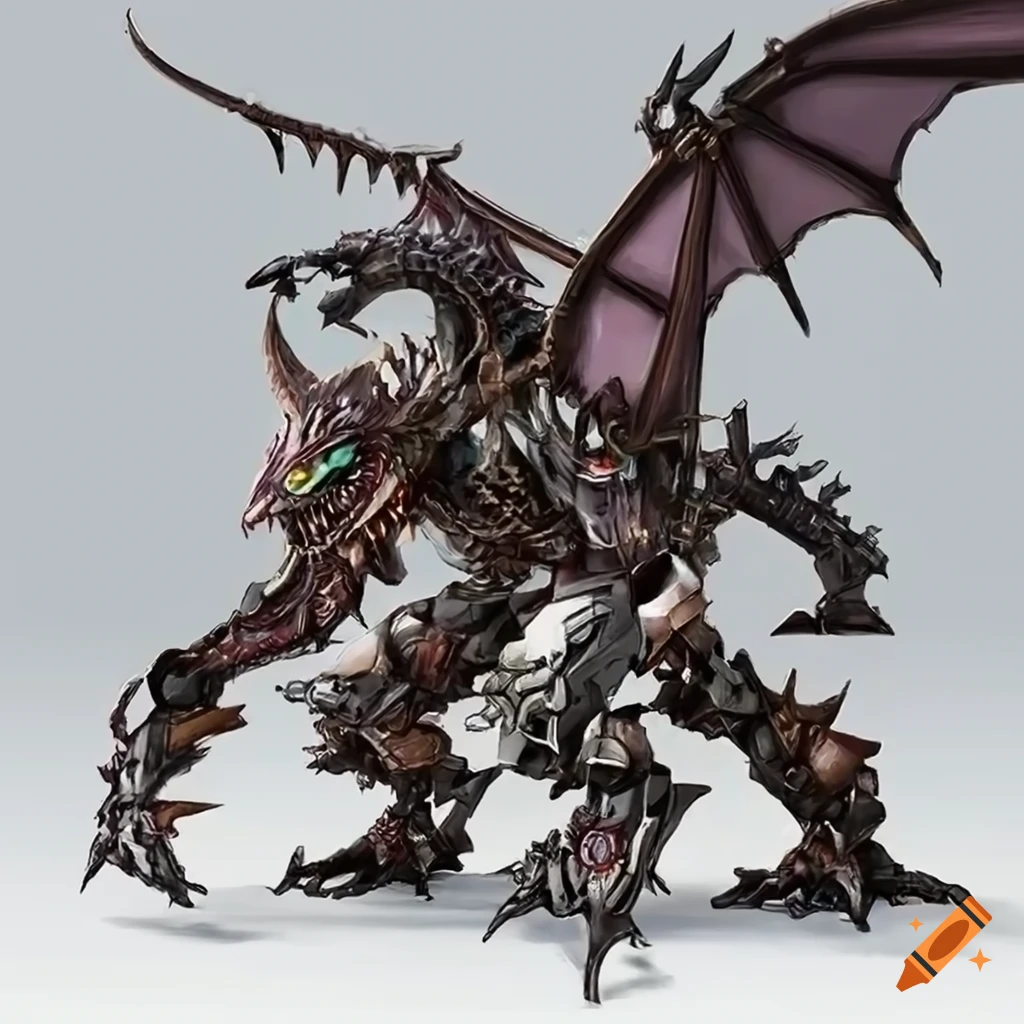 Mechanical eldritch-horror dragon mecha on Craiyon