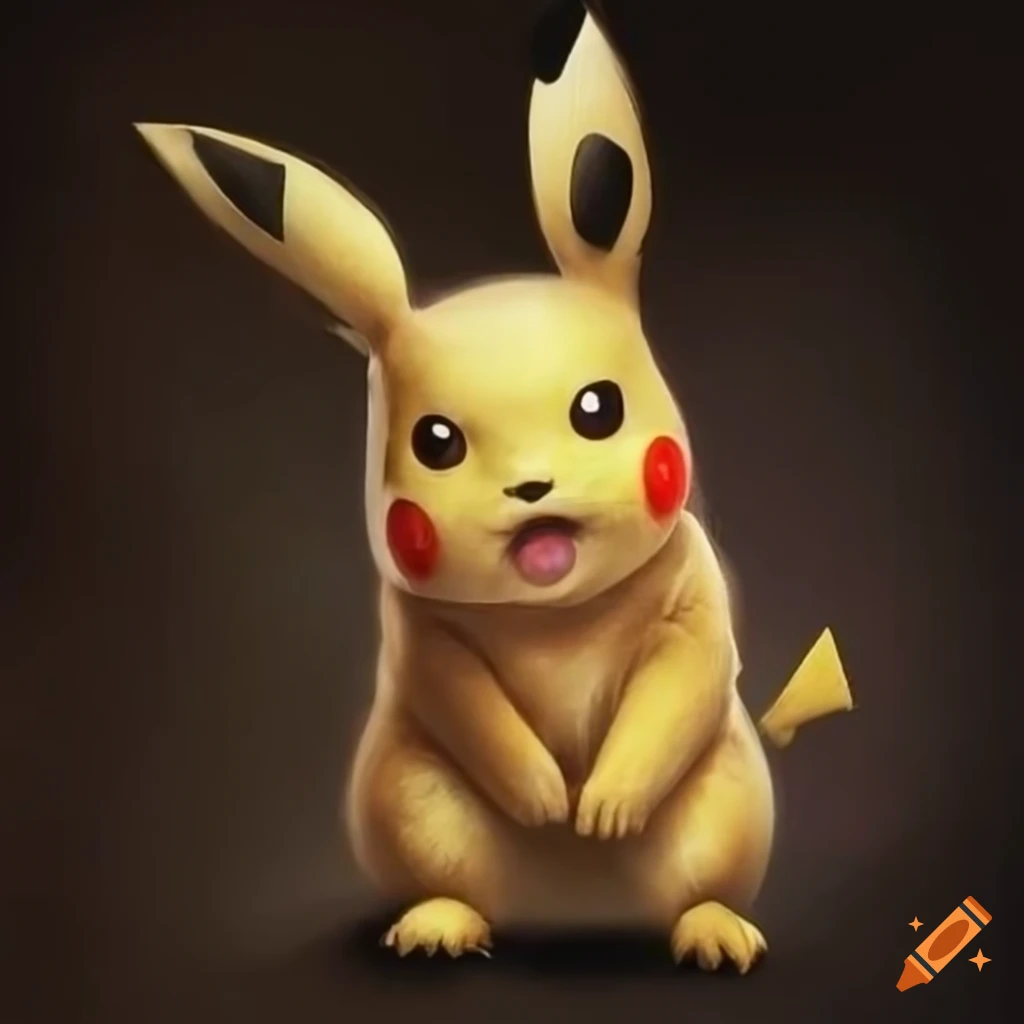 Illustration of pikachu and eevee combined in hyper-realistic style on ...