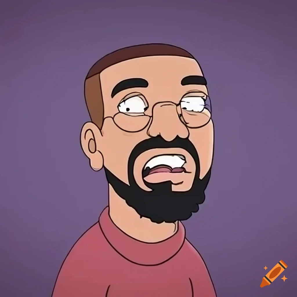 Rapper drake in family guy style animation on Craiyon