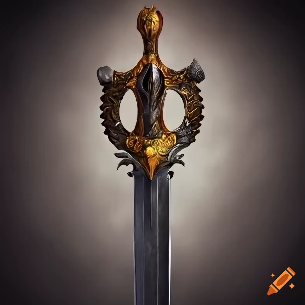 Ancient magical knight's sword with intricate details on Craiyon