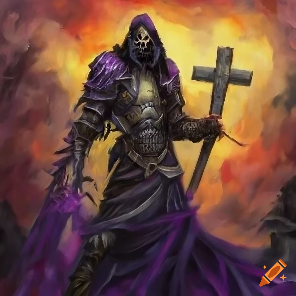 Fantasy depiction of powerful undead reaper dark knight in armor ...