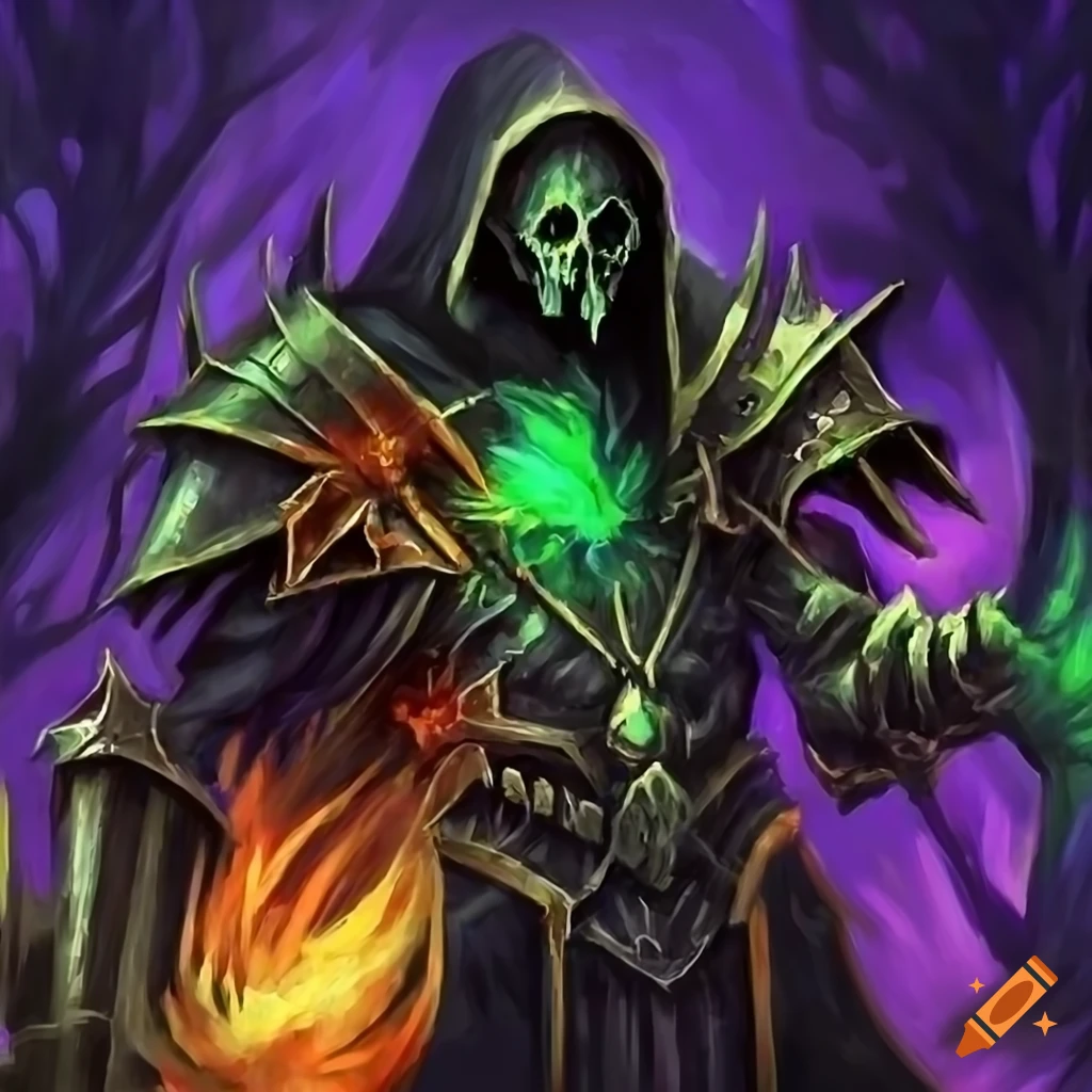 Powerful undead reaper dark knight in armor holding a scythe in a ...