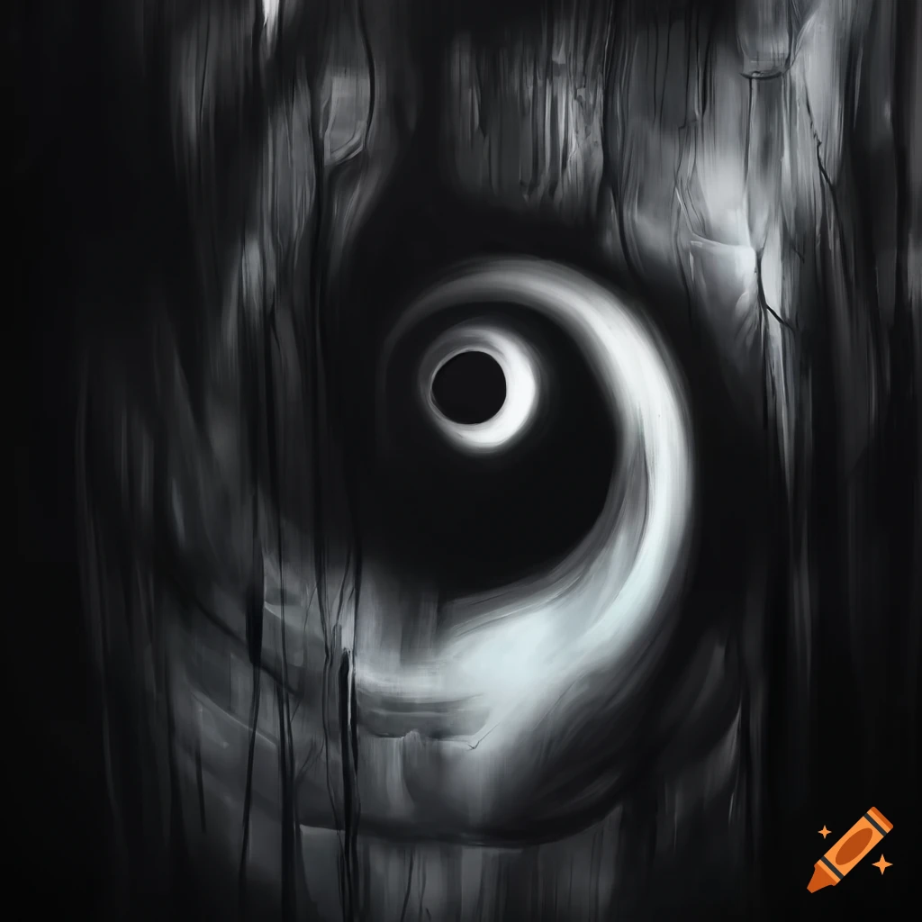Abstract oil painting representing fear and anxiety in black and white ...