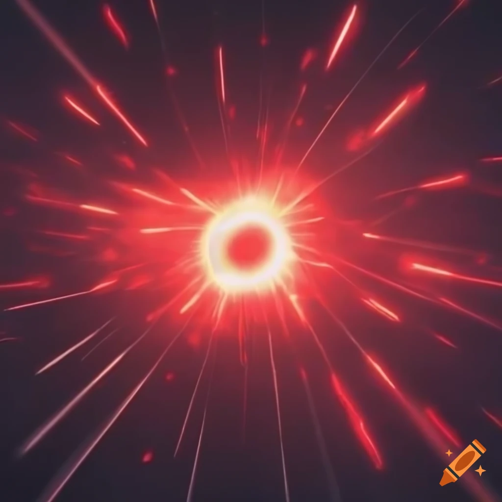 Giant red laser explosion in the shape of an x in a cinematic hd ...