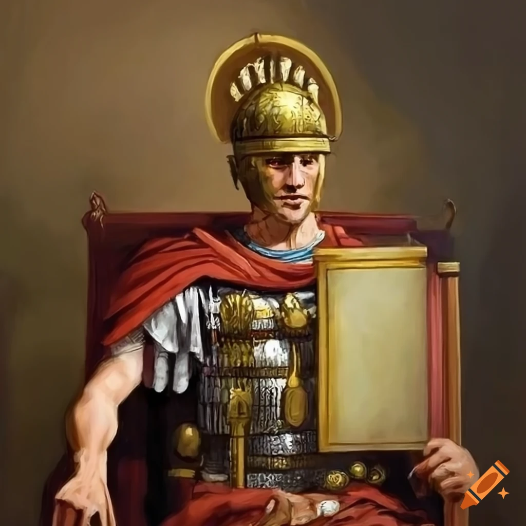 Painting of julius caesar on a horse in front of roman soldiers holding ...