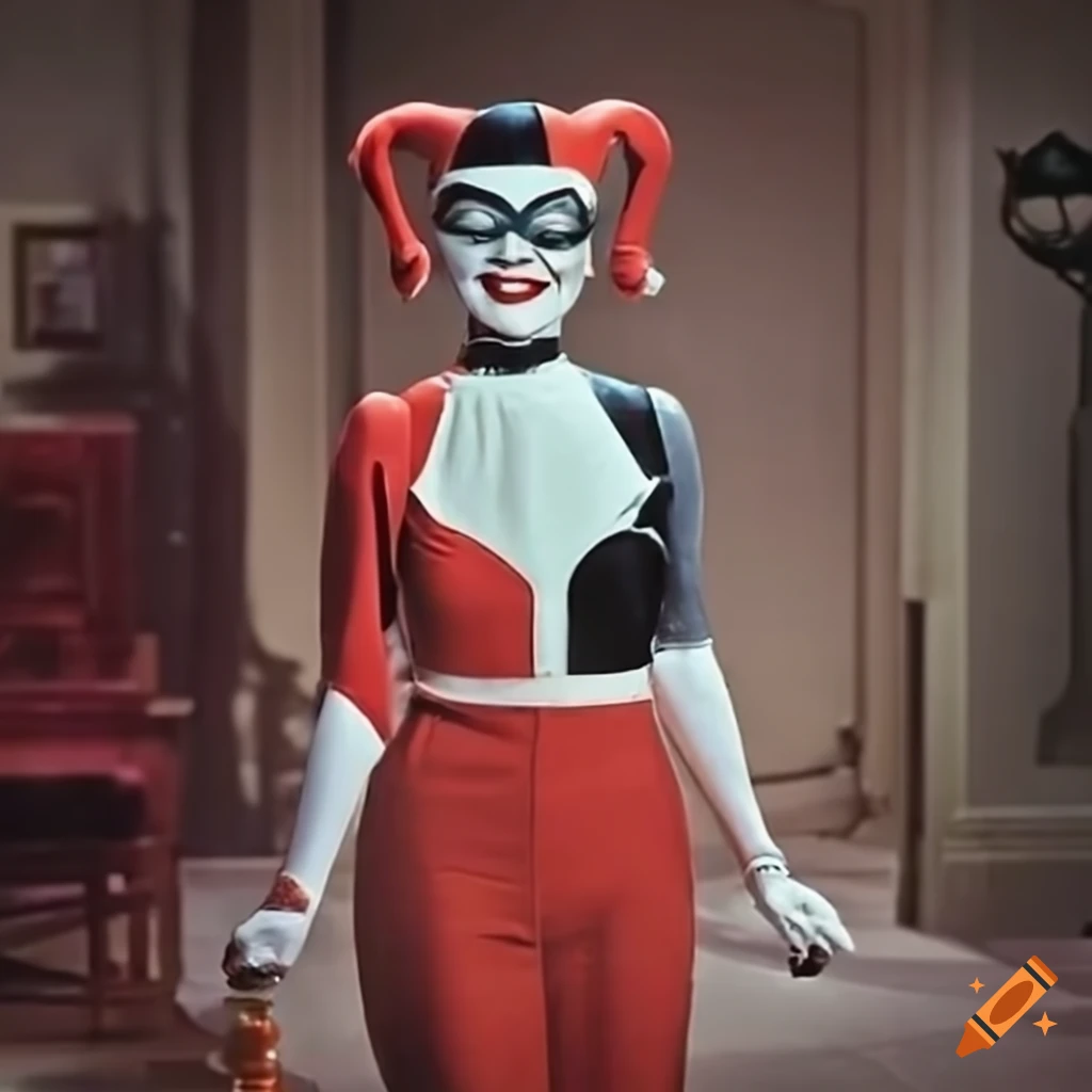 Audrey Hepburn as Harley Quinn from 1966 Batman TV series on Craiyon