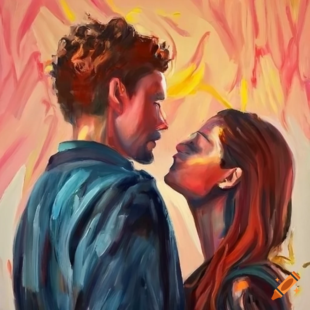 Seperating couples depicted in an oil painting on Craiyon