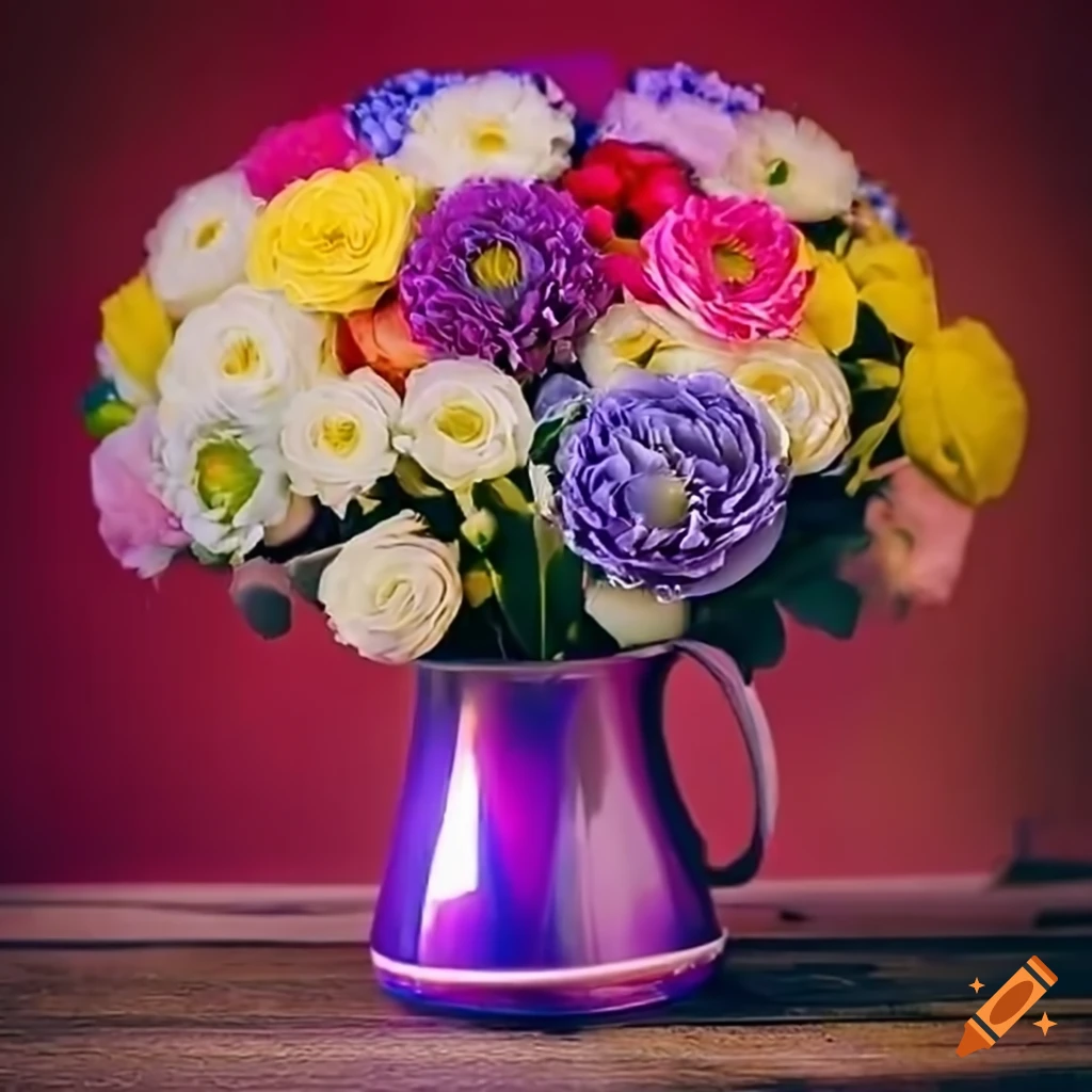 Vibrant retro bouquet of flowers in 1980's style on Craiyon