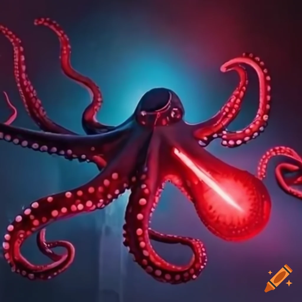 Giant octopus made of red laser lights in a star wars universe on Craiyon
