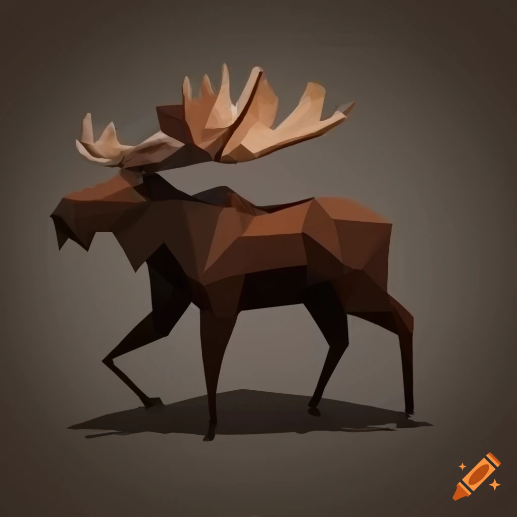 Artistic sketch of a grouch y yet endearing moose in low poly style on Craiyon