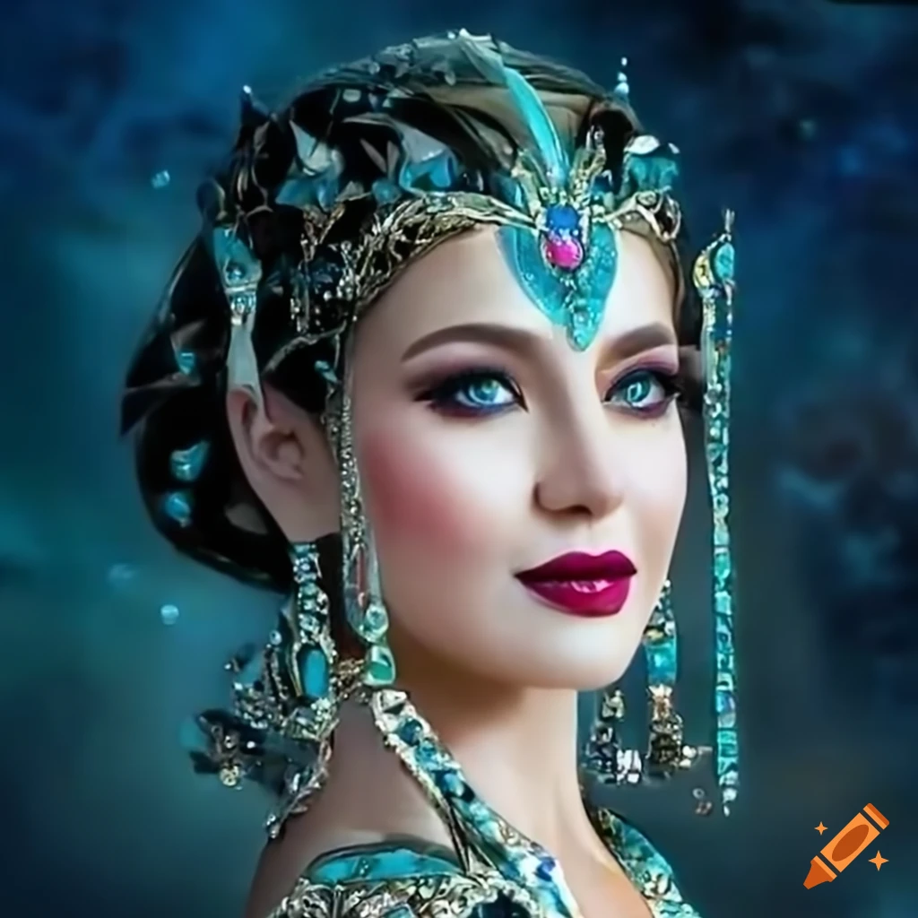 Fantasy portrait of a beautiful goddess with symmetrical eyes and a ...