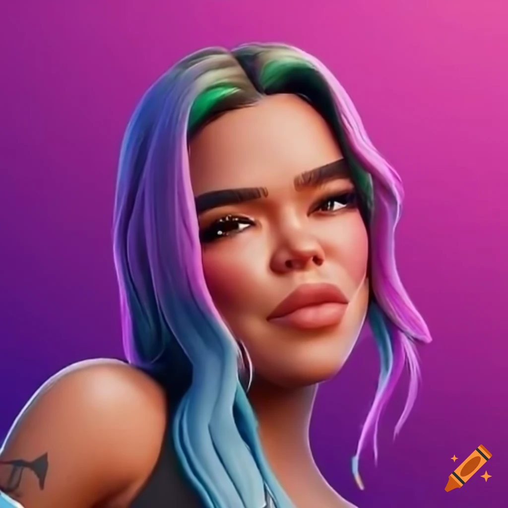 Popular fortnite character with karol g-style pink hair on Craiyon
