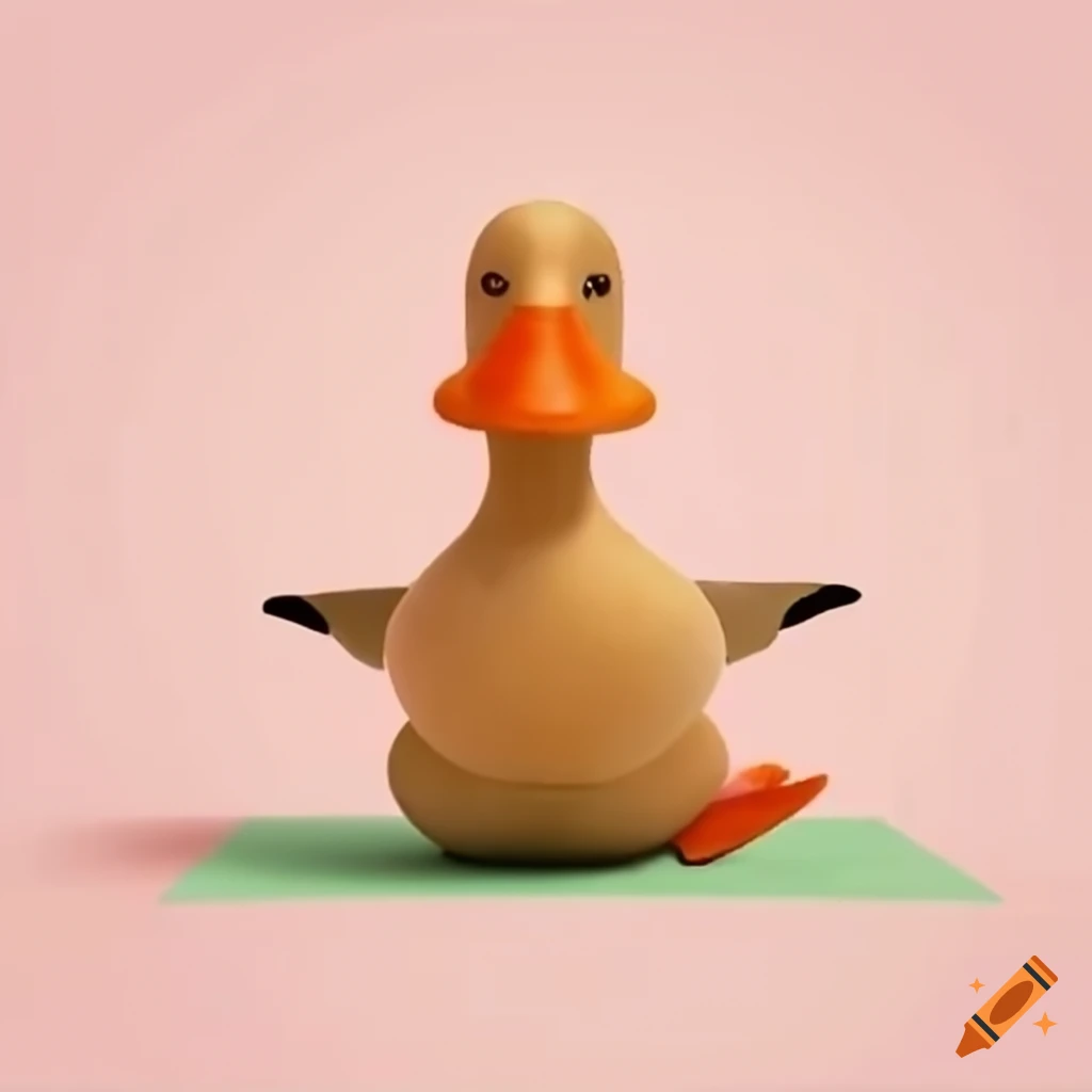 Playful duck doing yoga on a mat on Craiyon