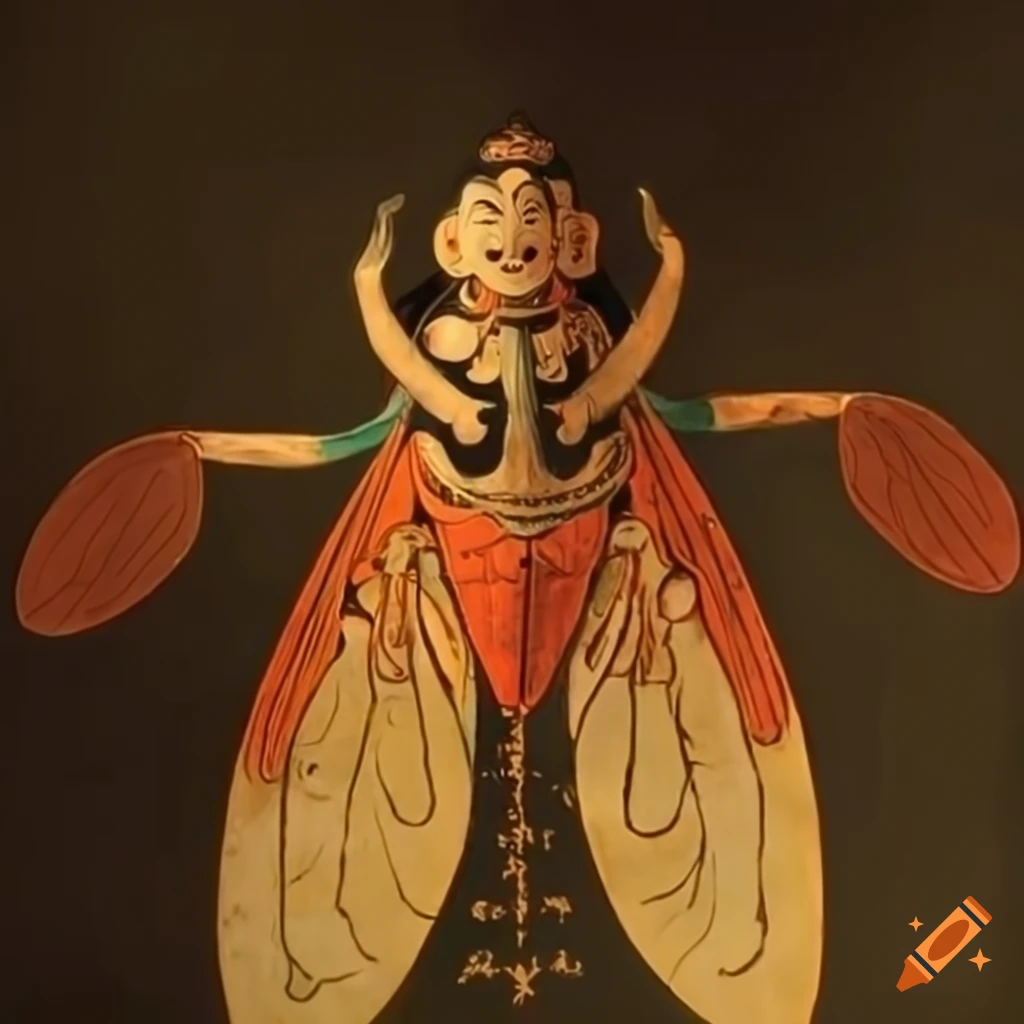 Cicada depicted in ancient chinese tang dynasty painting on Craiyon