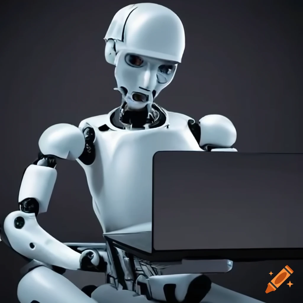 Robot editing video on computer on Craiyon