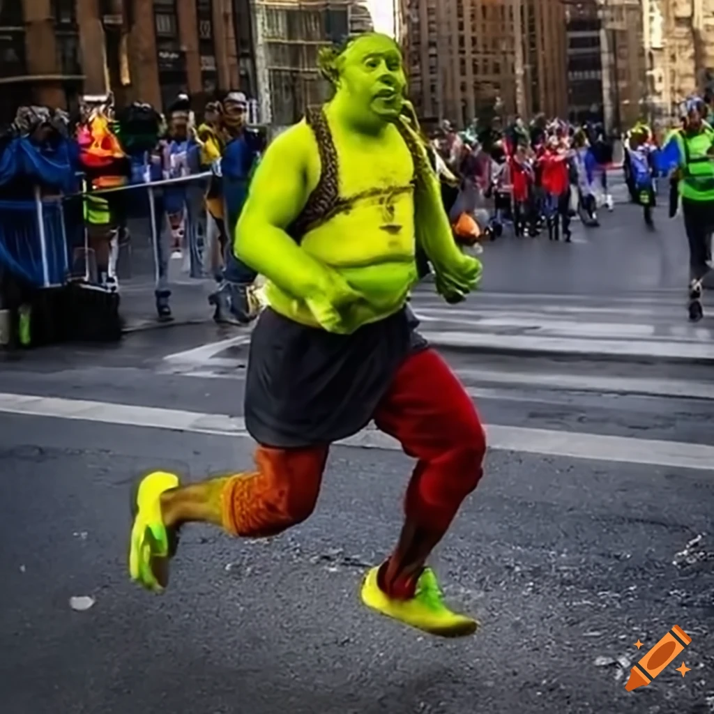 Ethiopian man cosplaying as Shrek running the New York City Marathon on ...