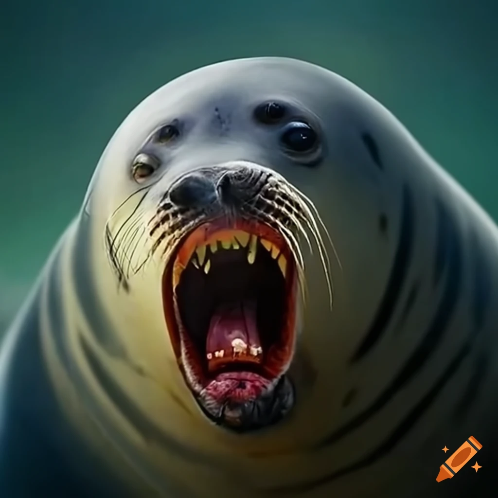 Wild and angry seal on Craiyon