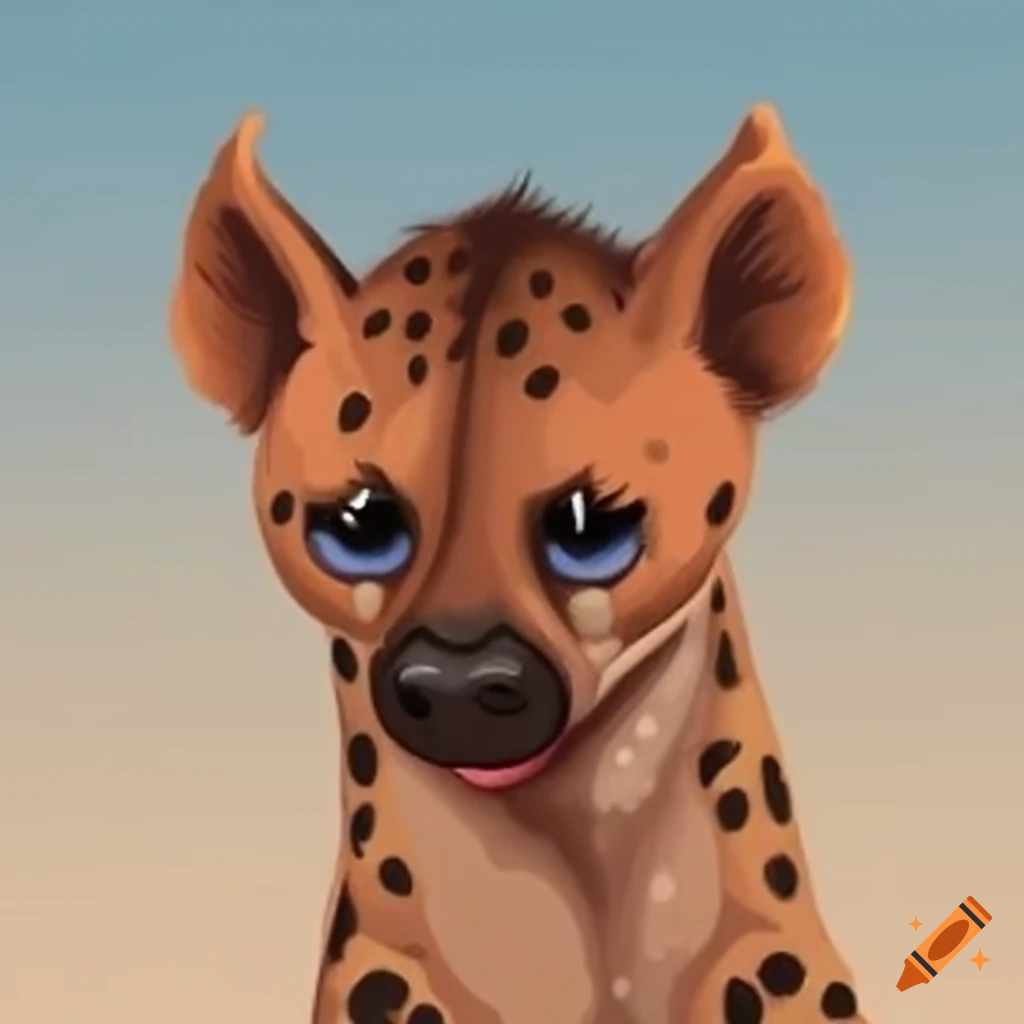 Sad cartoon spotted hyena on Craiyon