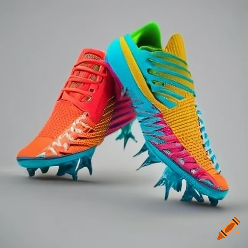 Webbed track spike shoe in bright colors on Craiyon