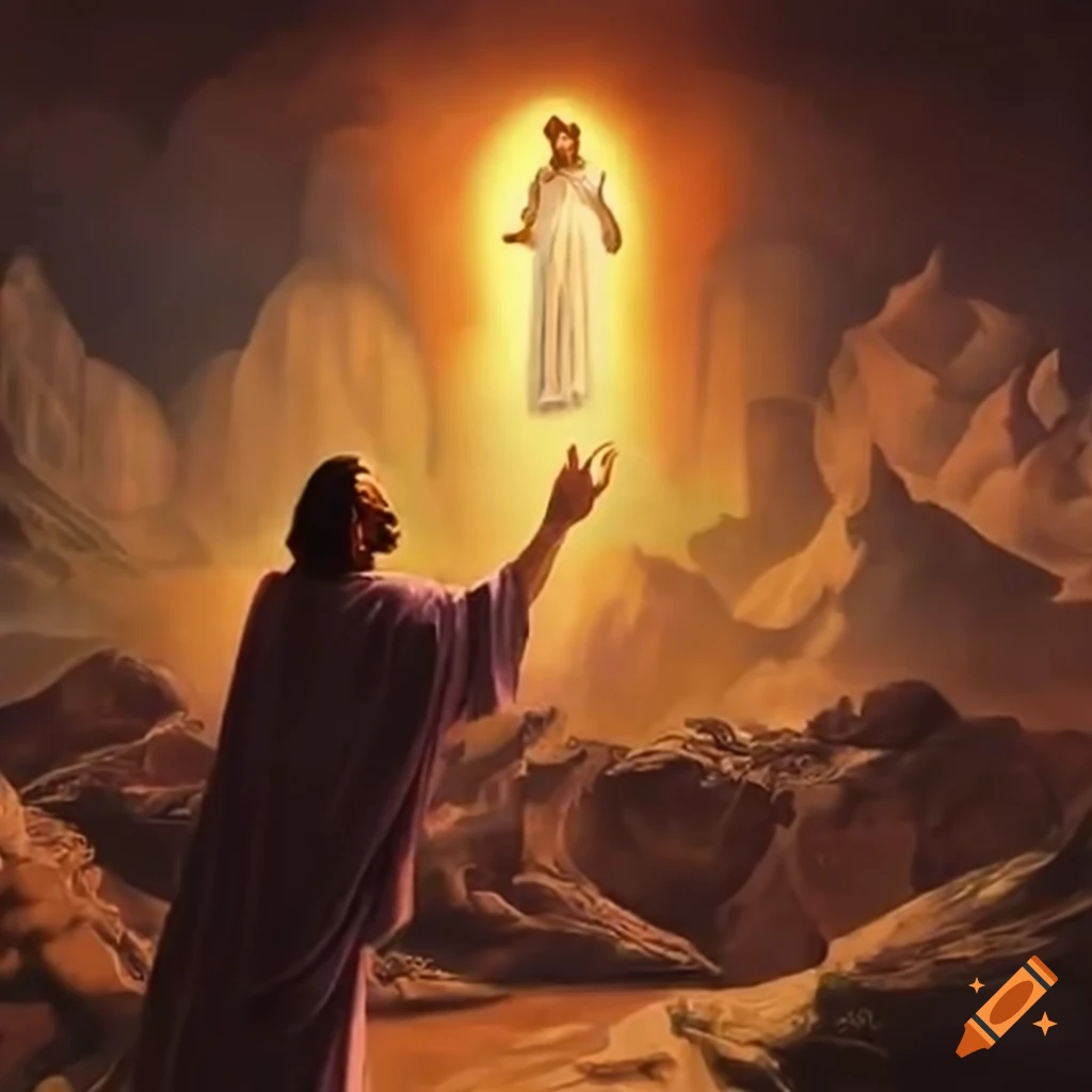 Christian resurrection with jesus appearing in the sky on Craiyon