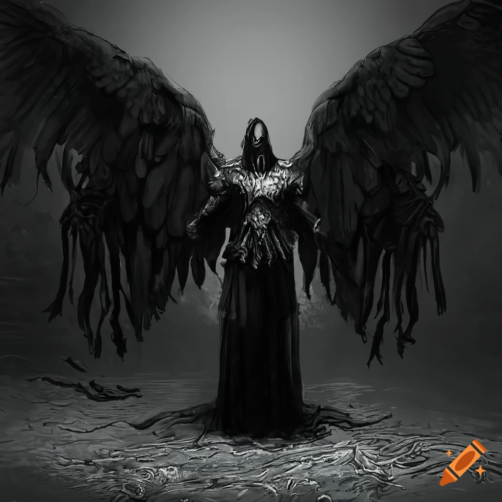 Armored evil angel in monochrome inspired by Gustave Doré's style on ...