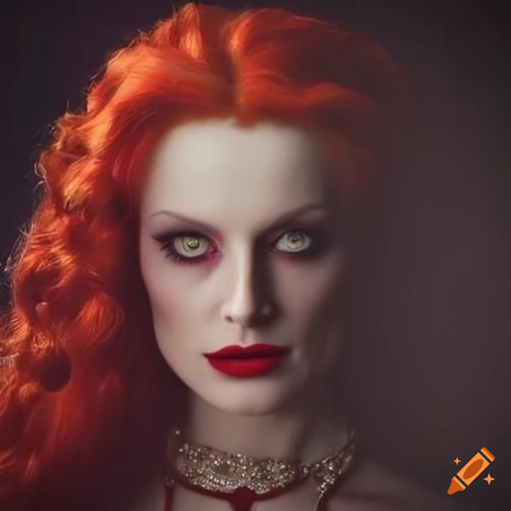Countess Carmilla, a red-haired bride with green eyes in a Gothic ...