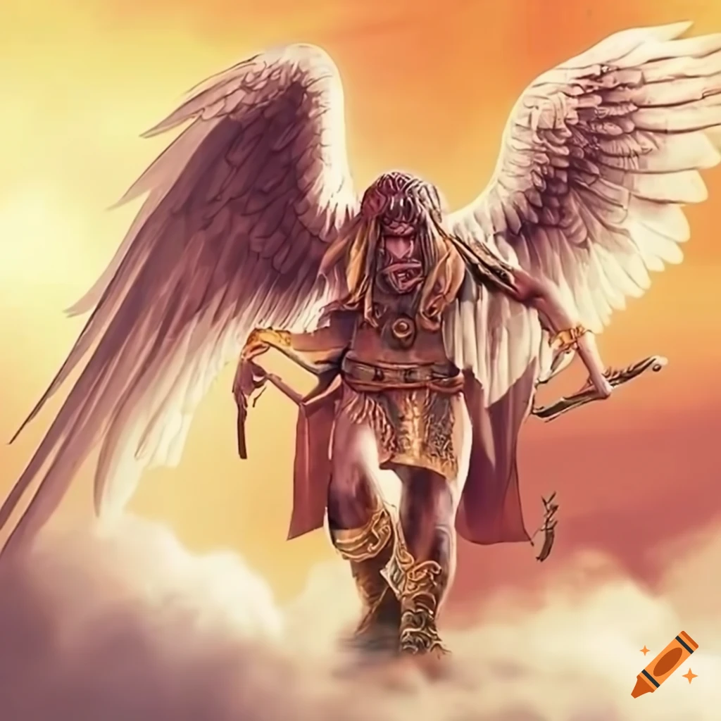 Two angels in battle on Craiyon