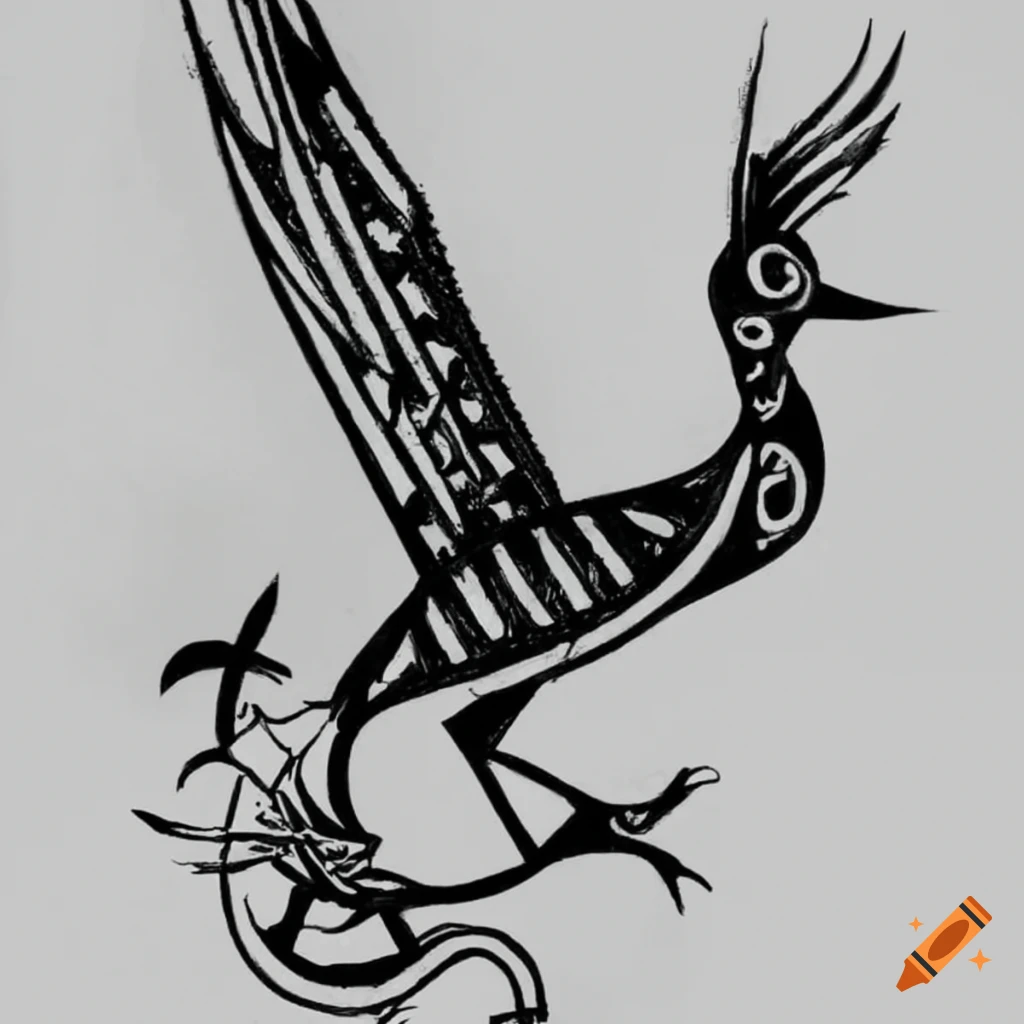 Traditional viking-style roadrunner black ink tattoo design on Craiyon