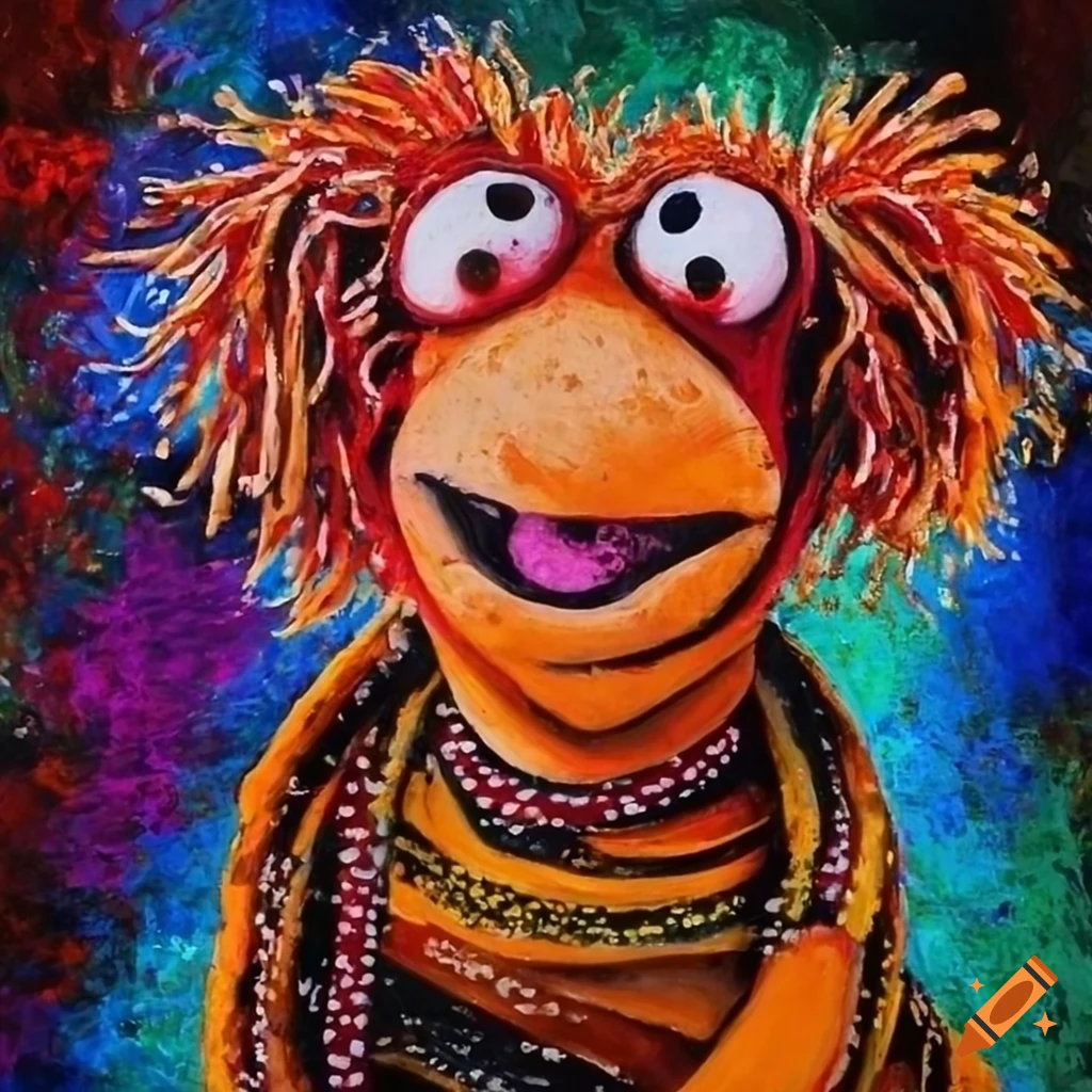 Colorful oil painting of Fraggle Rock with Australian Aboriginal Art ...