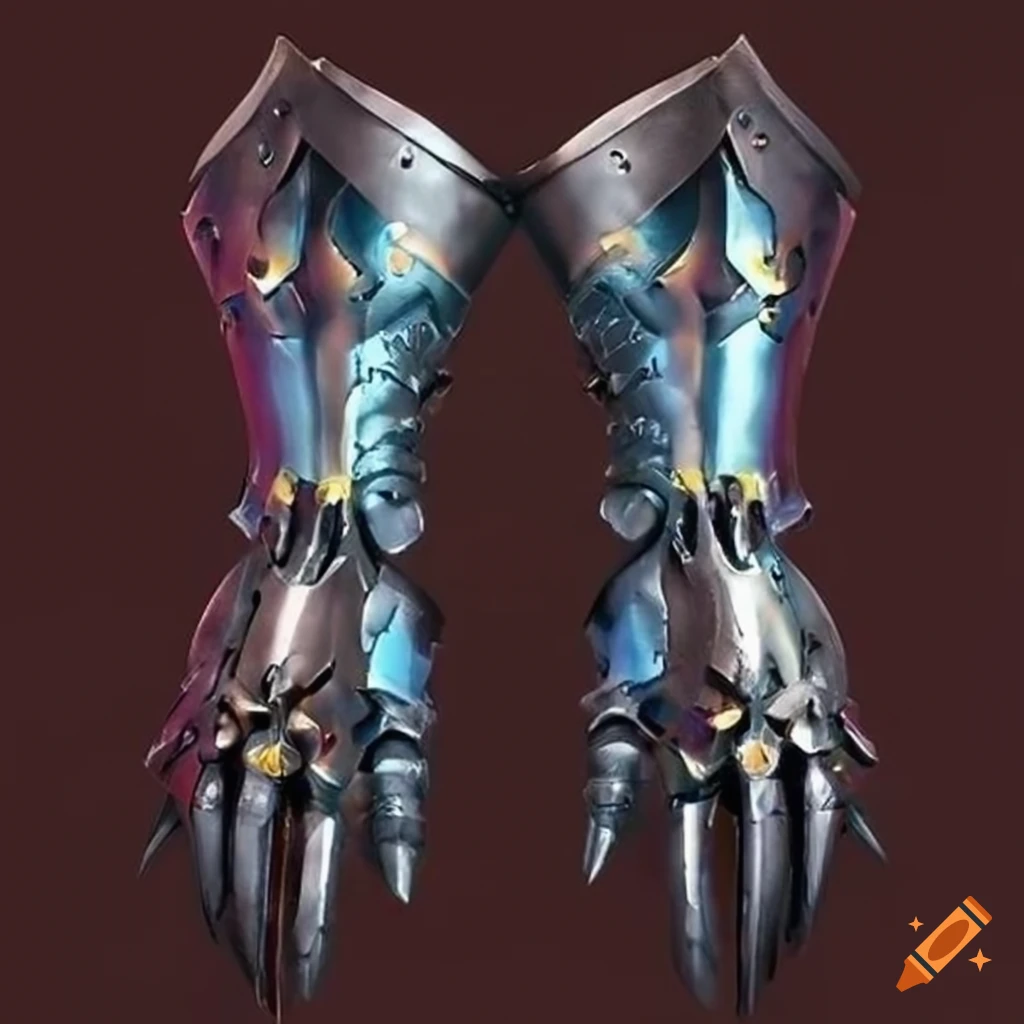 Magic heavy steel gauntlets with aura on Craiyon
