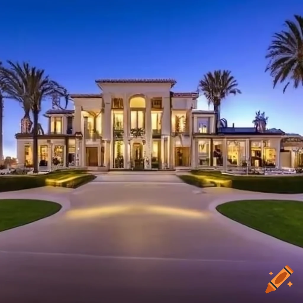 Glamorous mega-mansion with beautiful view in California on a sunny ...