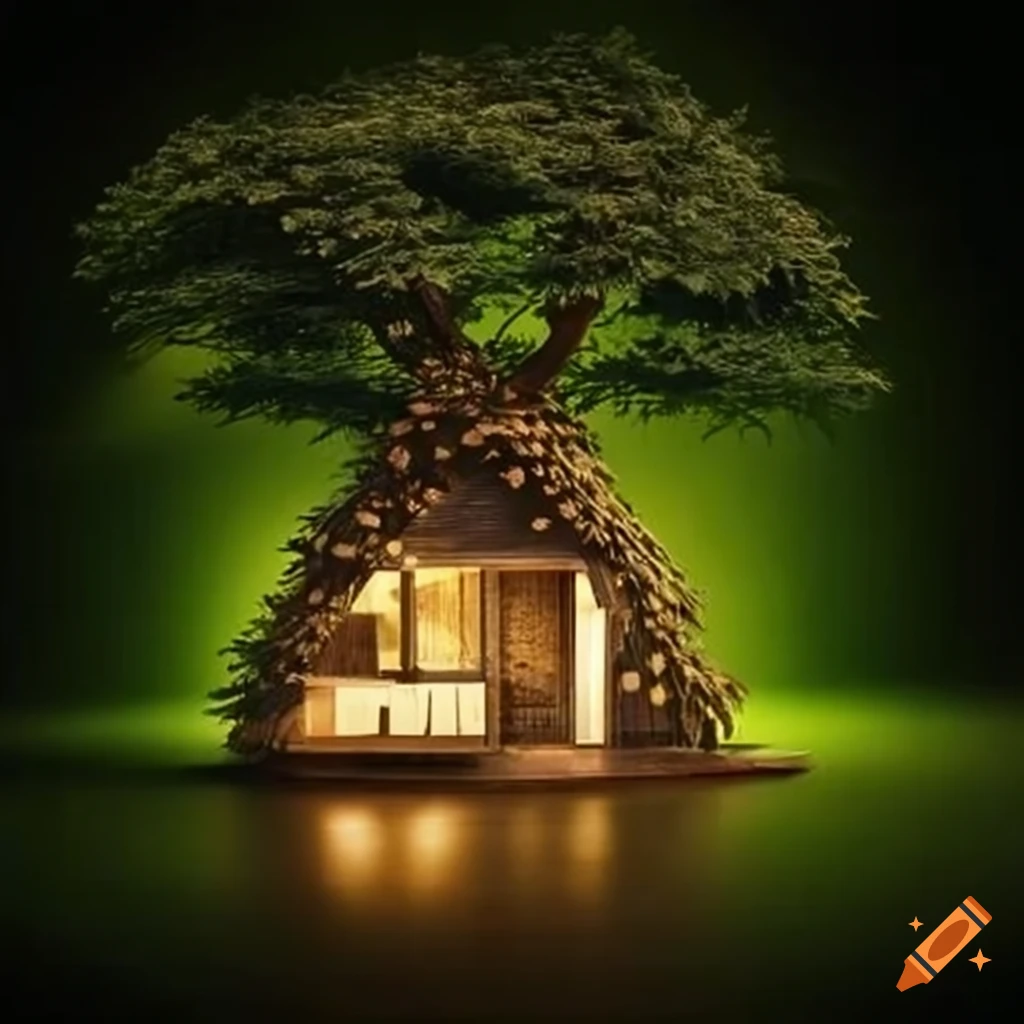 House made of living trees on Craiyon